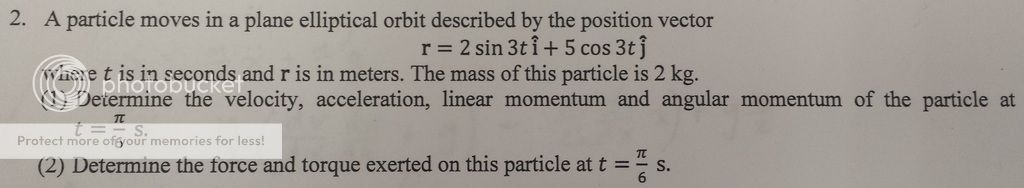 Solved A particle moves in a plane elliptical orbit | Chegg.com